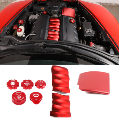 Red Aluminum Alloy Engine Intake Cover Trim Cover Set For Corvette C6 ...