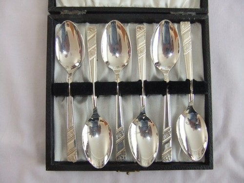 VINTAGE SIX VINERS SILVER PLATE EXTRA A SILVER ROSE TEA SPOONS X 6 ...