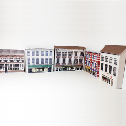 N Gauge Buildings in Low Relief Card Town Pack of 5 1/148 Scale Set 13 ...