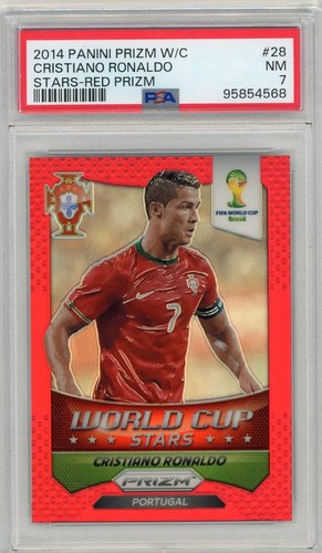 2014 Panini Prizm World Cup Stars Red Prizm #28 Cristiano Ronaldo PSA 7 ...