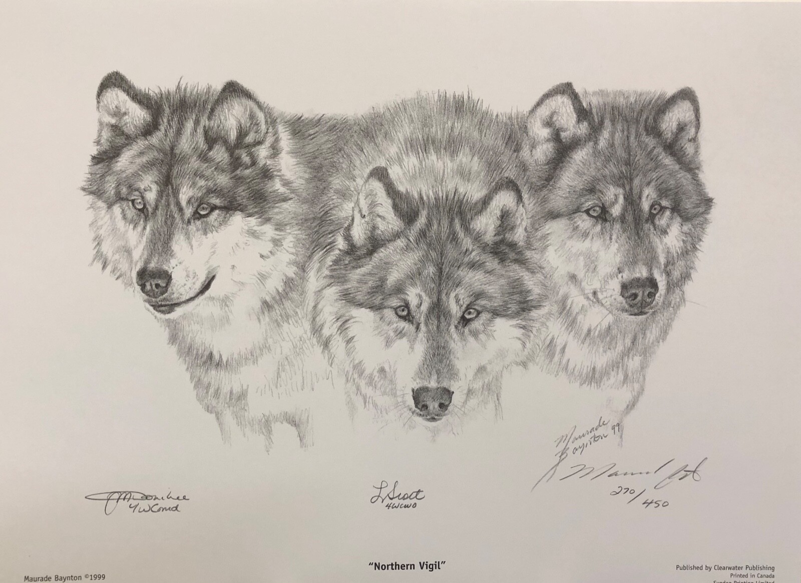 Maurade BAYNTON 3 Wolves LTD art print mint COA certificate black white ...