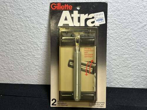 Vtg Gillette Atra Metal Razor 2 Cartridge Twin Blade Pivoting Head ...