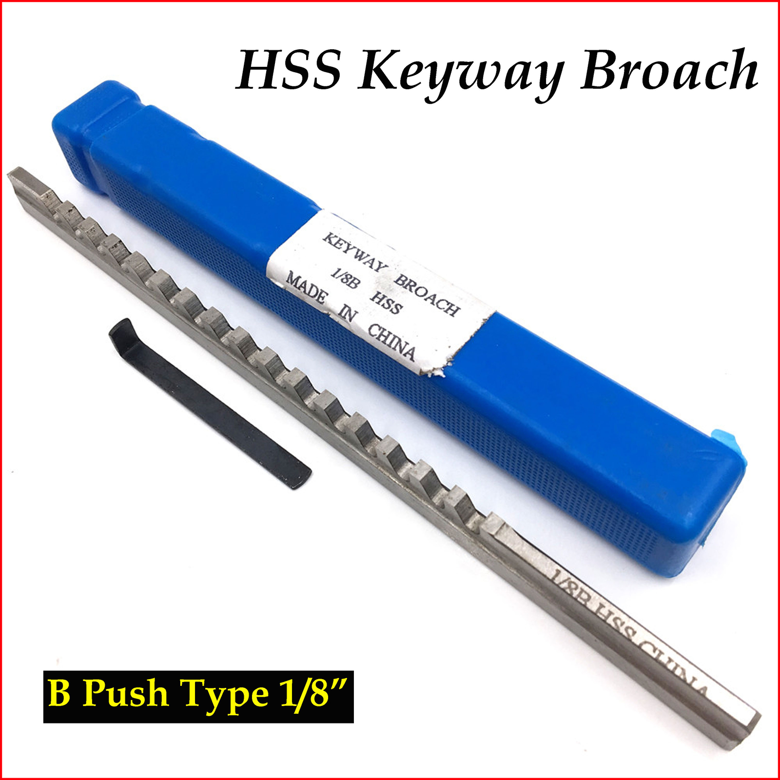 B Push Type Keyway Broach 1/8 Inch& Shim HSS High Speed Steel Keyway ...