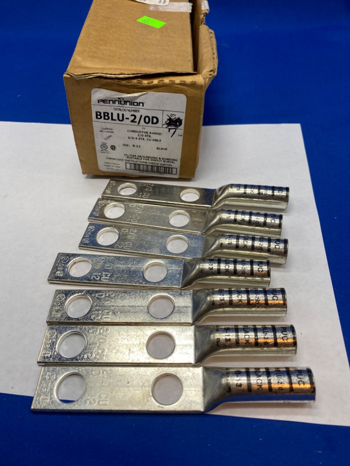 Penn Union BBLU-2/OD compression lug bulk lot qty 7, die 8-13 black ...