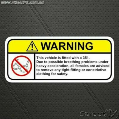 351 V8 Visor Warning Sticker Decal Funny Humor for Ford Cleveland Gt ...