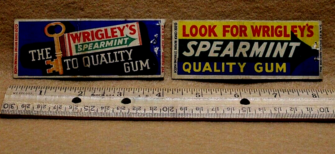 Vintage WRIGLEY'S Spearmint Gum Matchbook - 2 Different Matchbook ...
