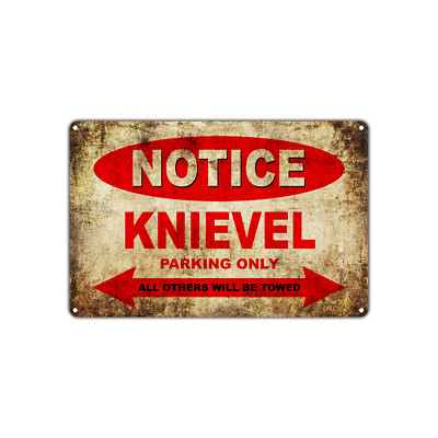 KNIEVEL Motorcycles Parking Sign Vintage Retro Metal Decor Art Shop Man ...