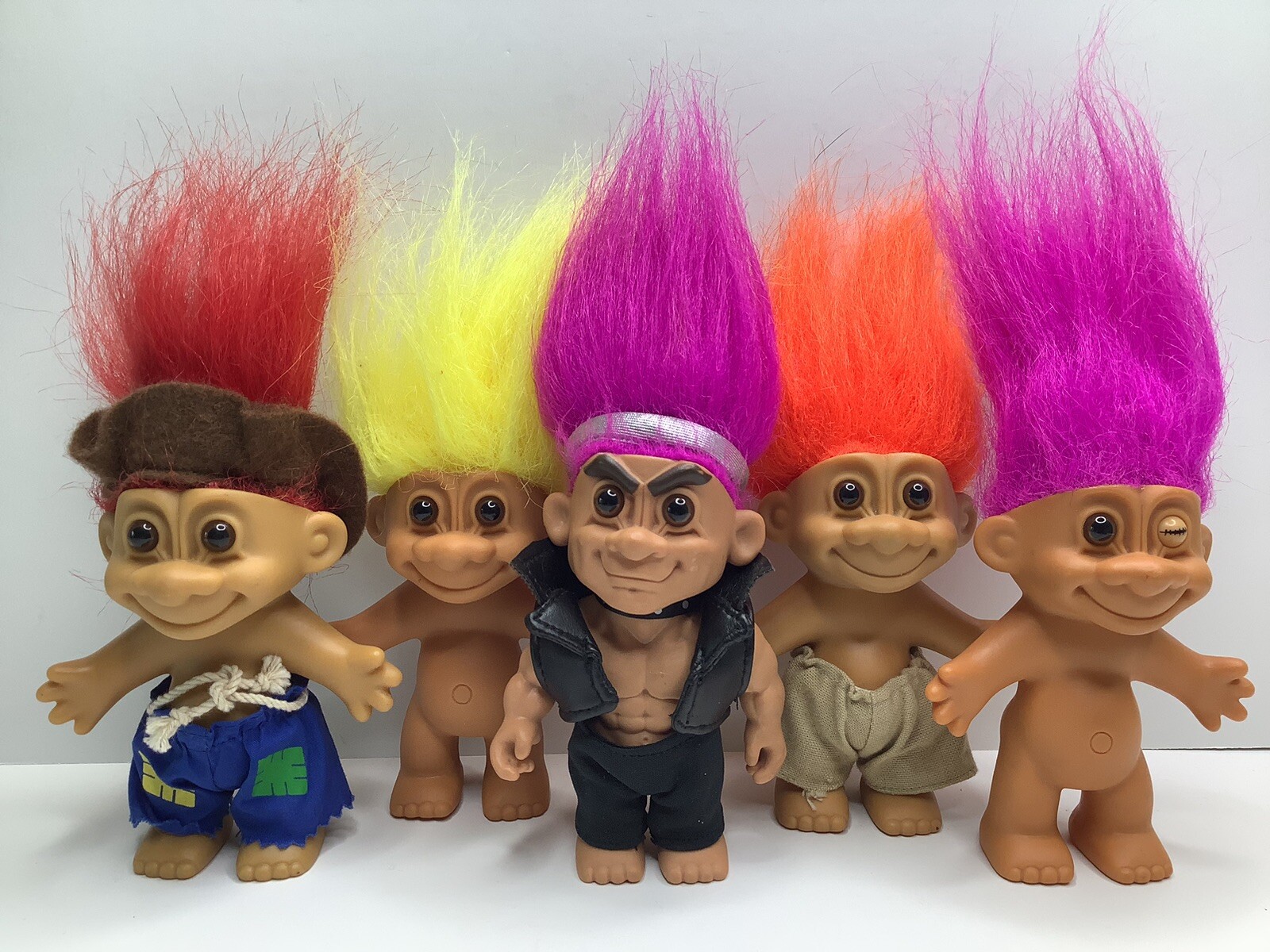 Lot Of 5 Vintage Russ Troll Dolls Zork Muscle Troll Hillbilly Pirate ...