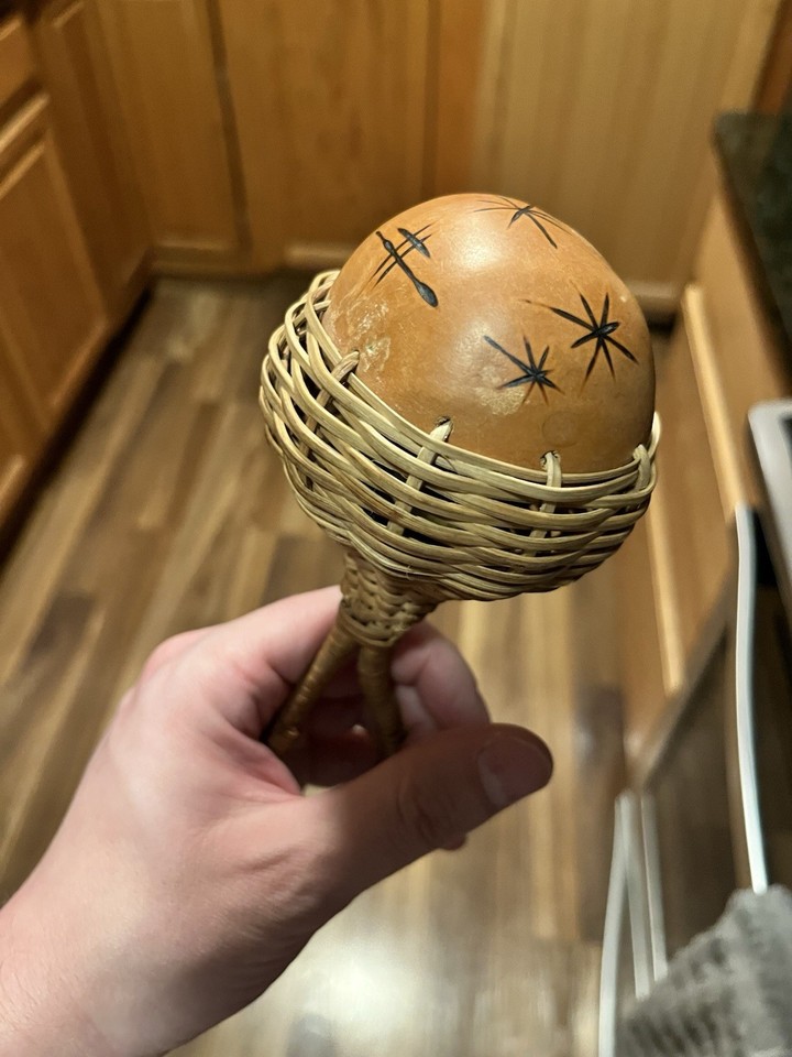 Handmade Gourd Rattle Shaker Woven Basket Folk Art Percussion ...