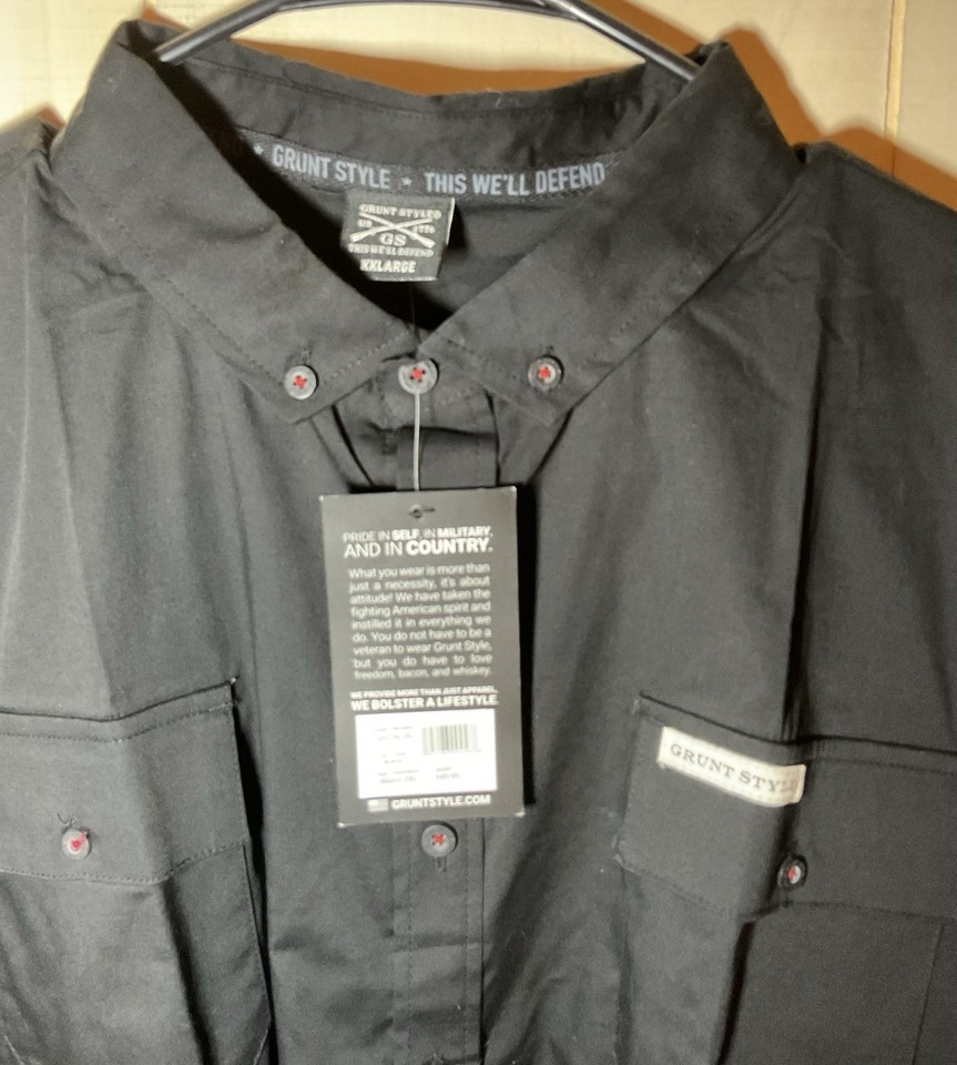 Grunt Style Shirt Mens 2XL Black Garage Button Up Short Sleeve GS5216 ...