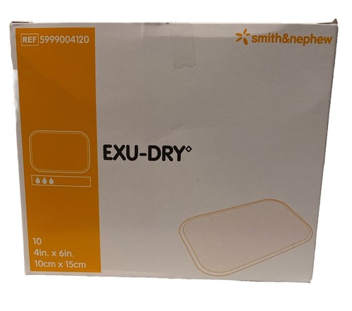 EXU-DRY Anti-Shear Sterile Super Absorbent Dressing Rectangle 4 x 6" 10 ...