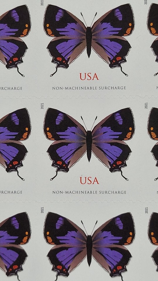 USA Forever Stamps Non-Machinable Surcharge, Butterfly Full Sheet of 20 ...