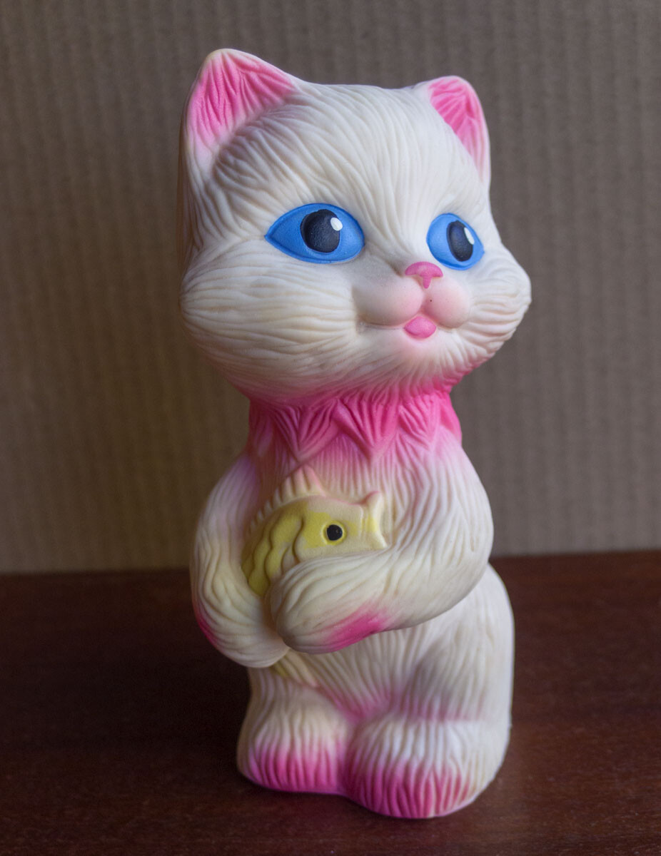 Russian 6.5"=16.4cm Cat Kitten cartoon Squeaker Rubber Toy Doll Soviet ...