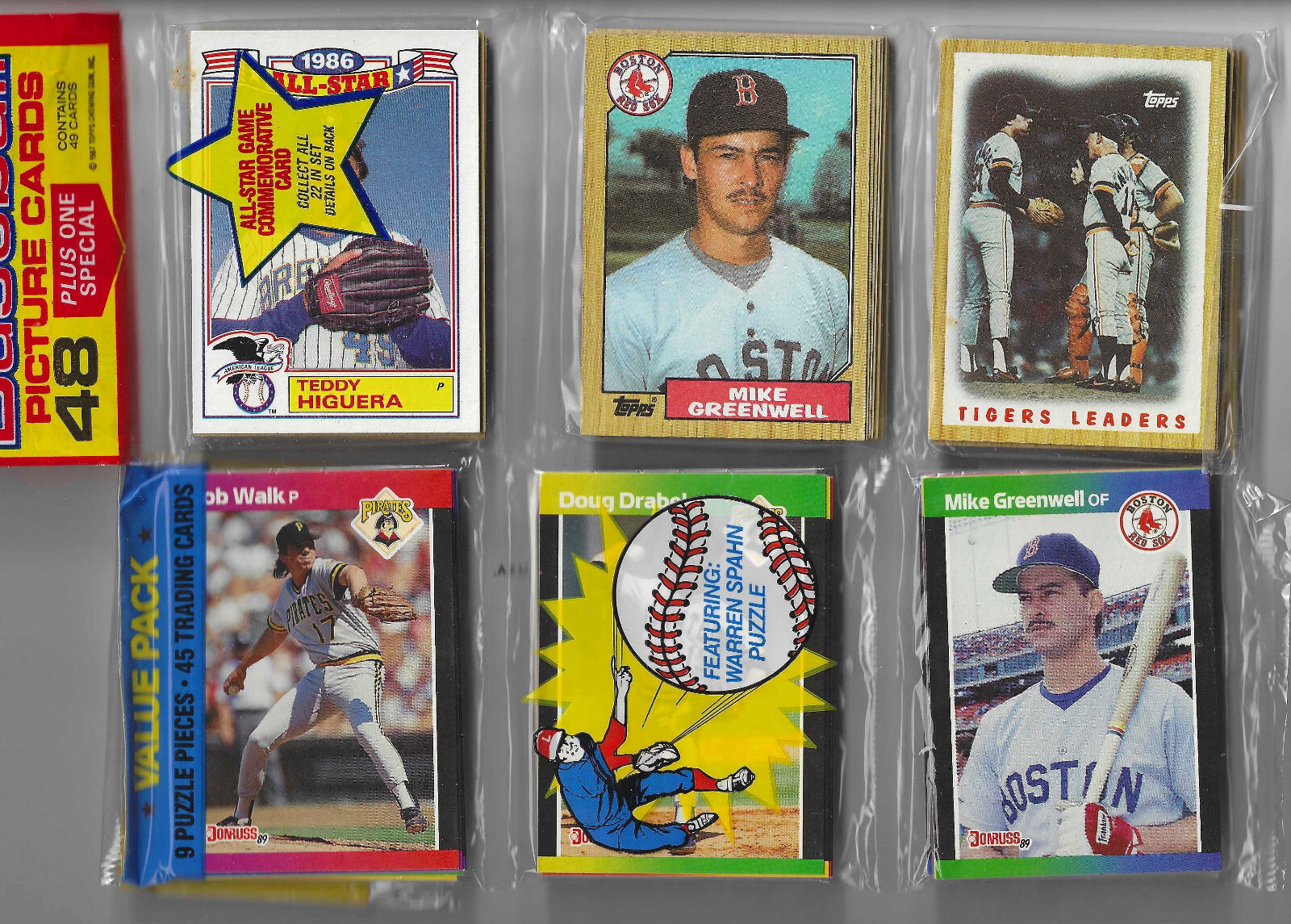 2 RACK PACKS 1987 TOPPS MIKE GREENWELL ROOKIE RC Card on TOP & 1989 ...