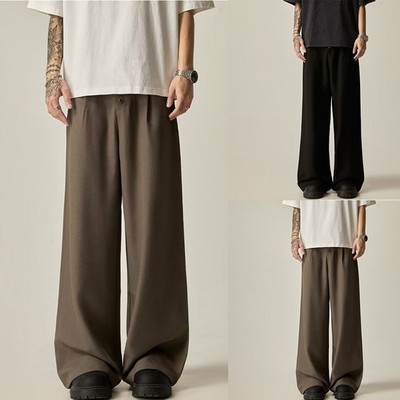 Men Baggy Casual Wide Leg Pants with Draped Design and Colorful Buttons ...