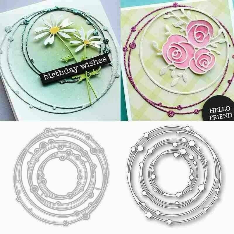 Metal Cutting Dies Embossing Frame Craft Spotty Circle DIY Scrapbooking ...