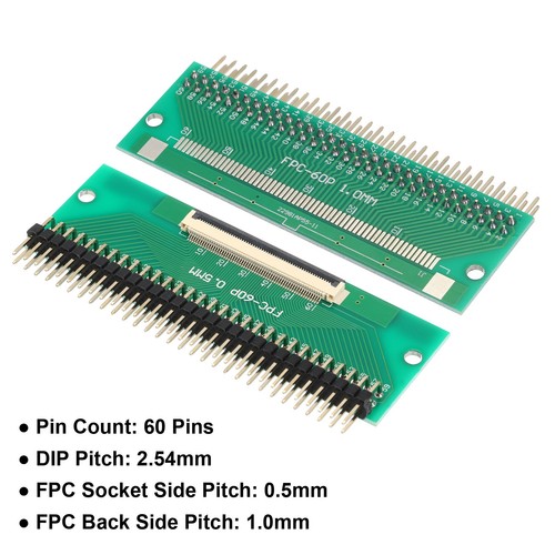2pcs FFC FPC Connector Board 60 Pin Double Row Right Angle Pin Header ...