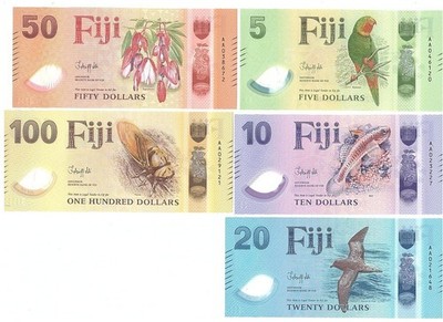 Fiji _ set 5 banknotes 5 10 20 50 100 Dollars 2025 (2026) UNC Polymer ...