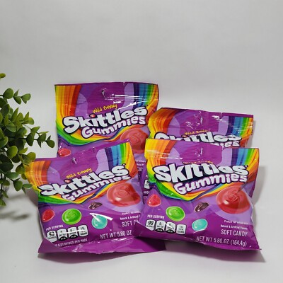 Skittles Gummies Wild Berry Fruit Flavor Soft Candy 58oz 4 Pack 1124 0974