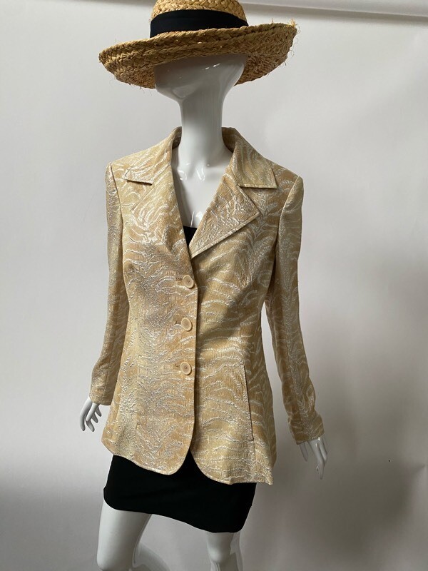 Sharon Young Womens Suit Jacket Beige Metallic Lined … - Gem