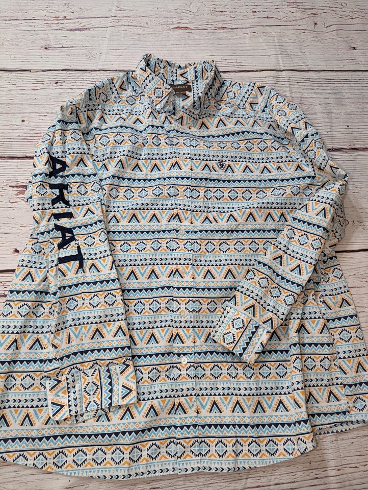 Ariat Men's Logo Aztec Button Down Shirt Ariat Logo XXL | eBay