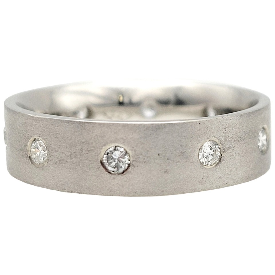 Ring Mens Round Diamond Flush Set Eternity Wedding Band Brushed ...