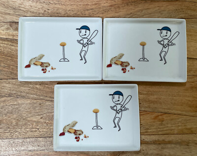 3 CB2 Crate & Barrel Oliver Jalepeno Baseball Appetizer Plate Retired ...