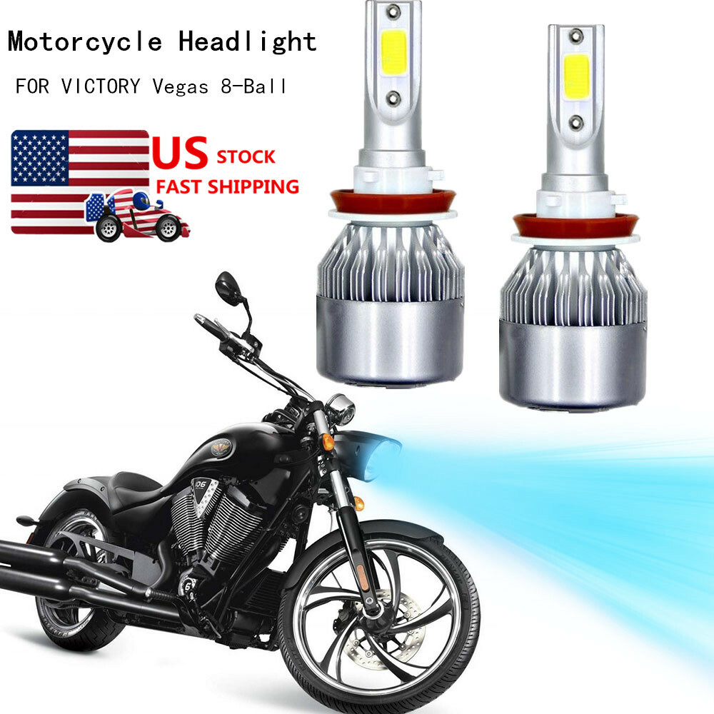 FOR 2006-2008 VICTORY Vegas 8-Ball HEADLIGHT LED BULBS 100W 11000LM ICE ...