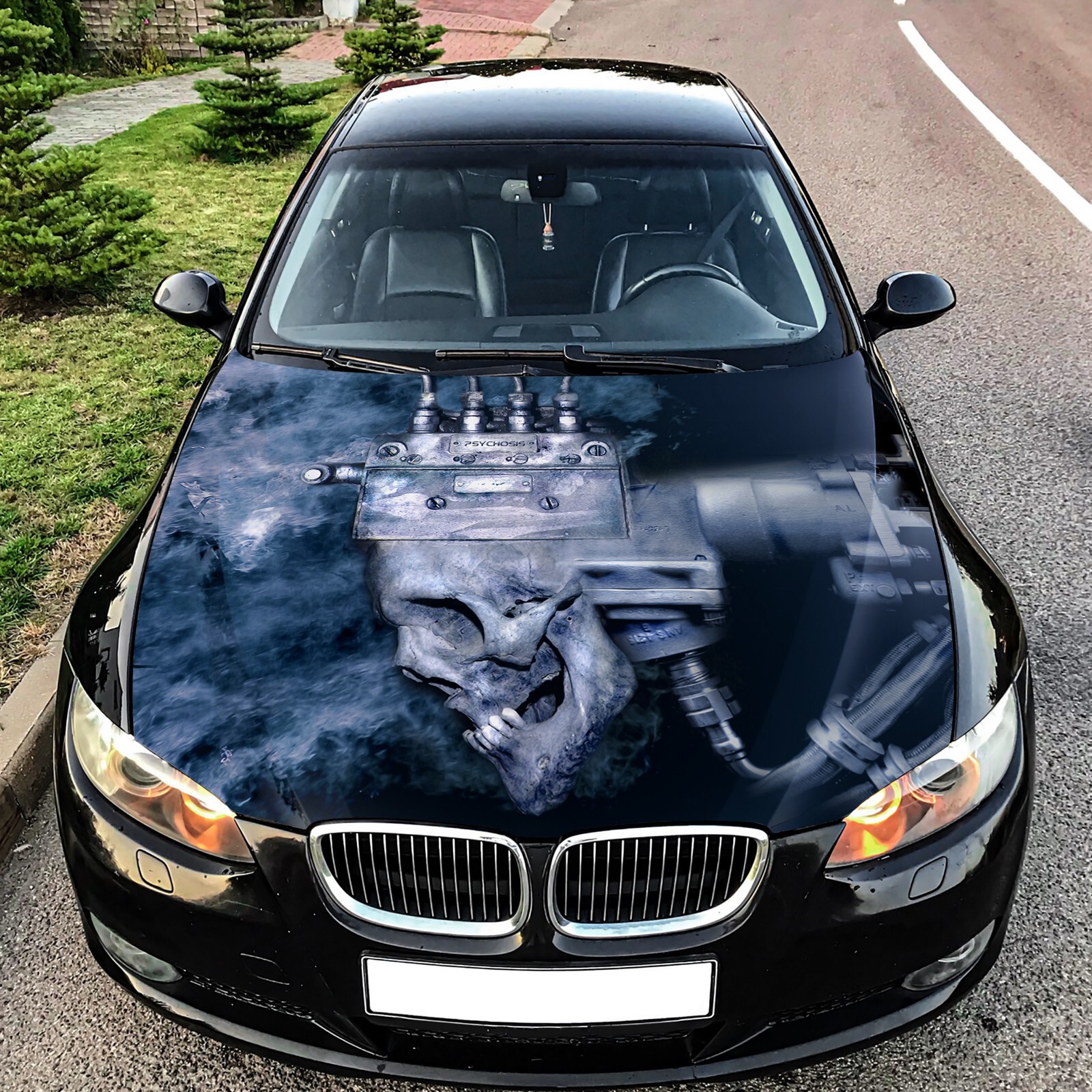 Skull Engine Car Hood Wrap Decal Vinyl Sticker Full Color Graphic Fit ...