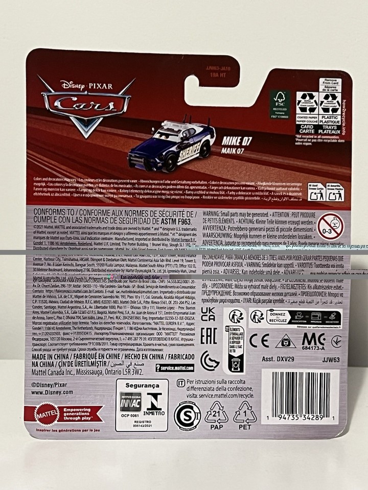 Disney Pixar Cars Mike 07 1:55 Sheriff New | eBay UK