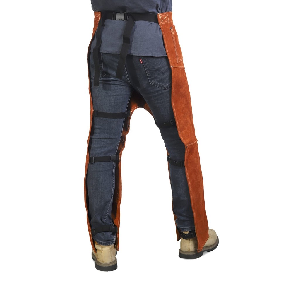 QeeLink Welding Pants - Heat & Flame Resistant Split Leather Safety Leg ...