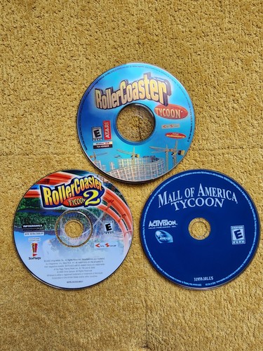 Tycoon PC CD-ROM Game Lot of 3 Rollercoaster Tycoon 1&2 and Mall Of ...