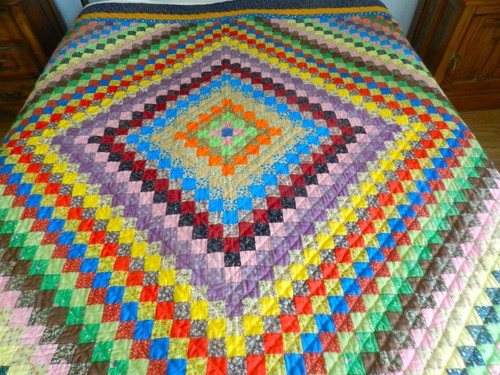 Vintage Handmade Multi Colored Quilt, Patchwork, excellent | eBay