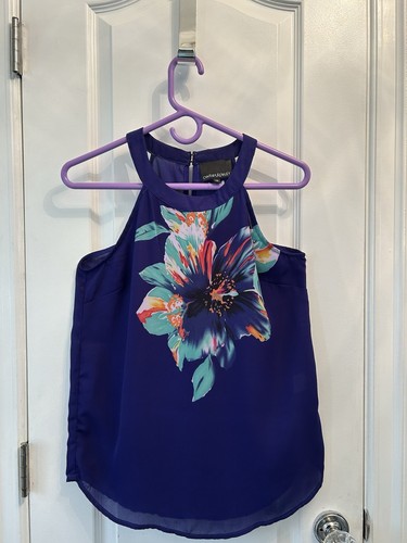 Cynthia Rowley Floral Blouse Women's Size XS Purple Racerback ...