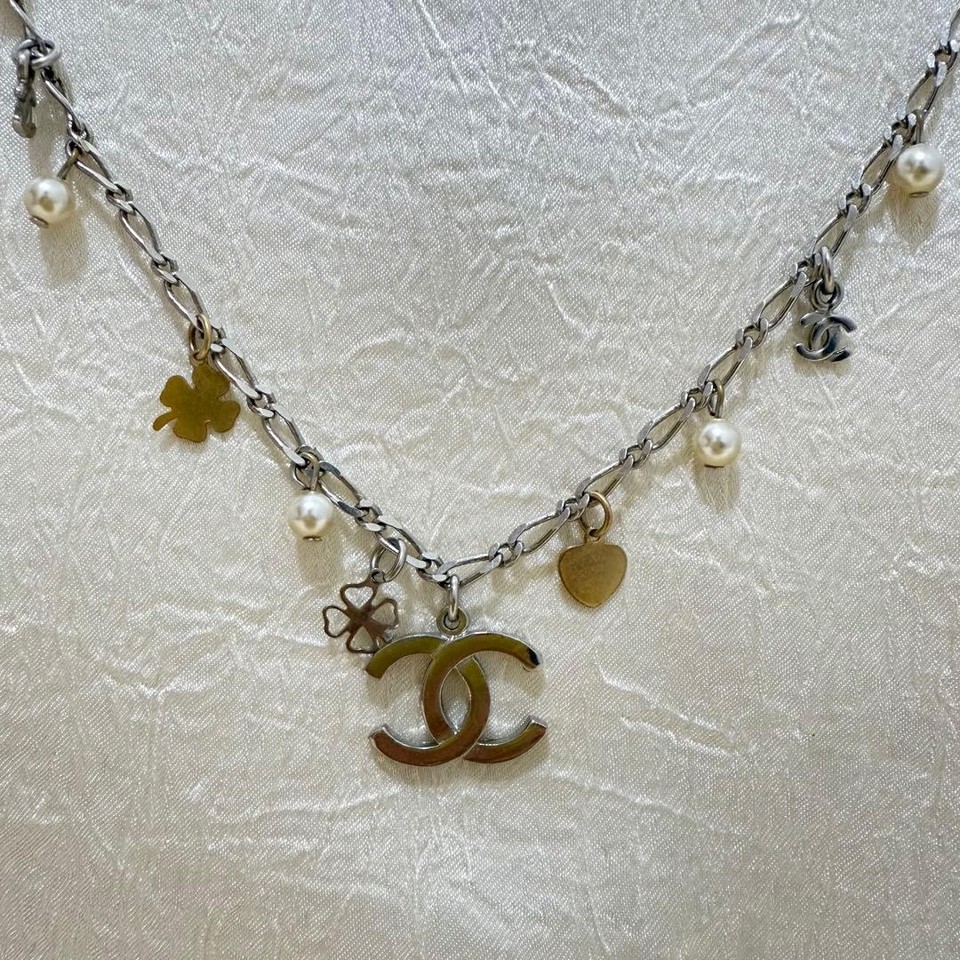 Chanel Pearl Clover Heart Motif Necklace Used Gold-tone, signed | eBay UK