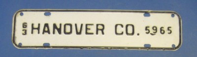 1963 Hanover County license plate from Virginia | eBay