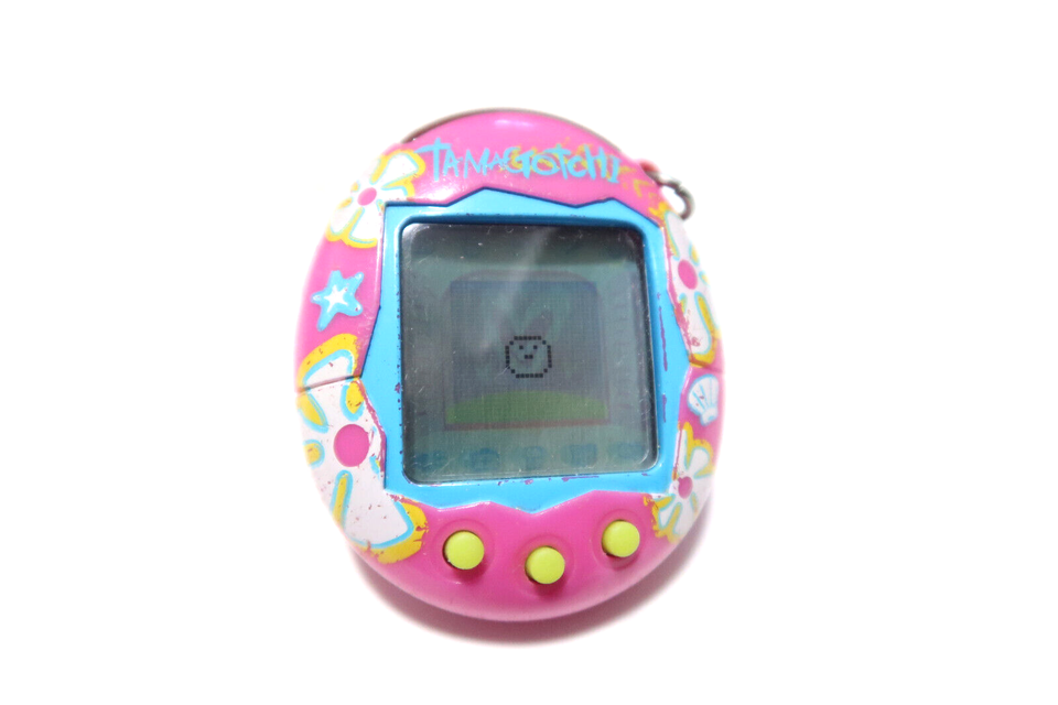 Tamagotchi V2 Bandai Connection Yellow Pink Magenta Flowers English ...
