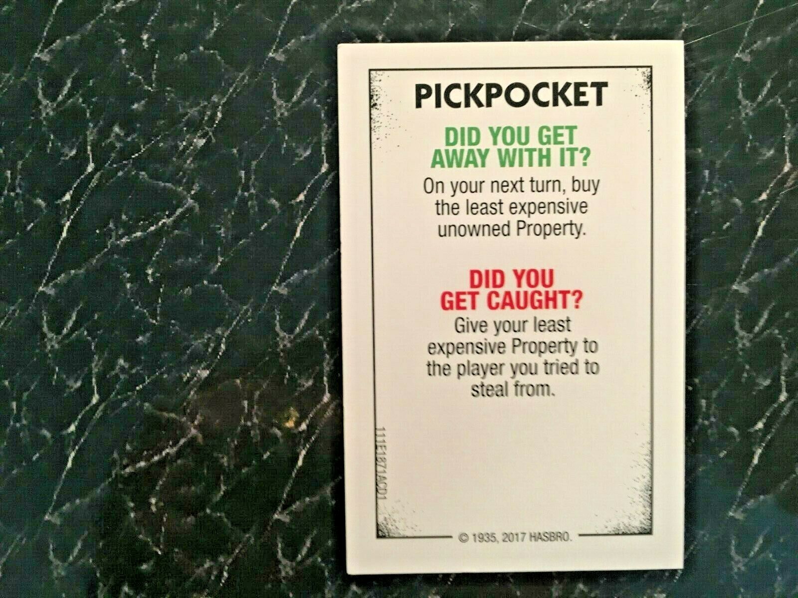 Monopoly Cheaters Edition PICKPOCKET CHEAT CARD 2017 Game Replacement ...