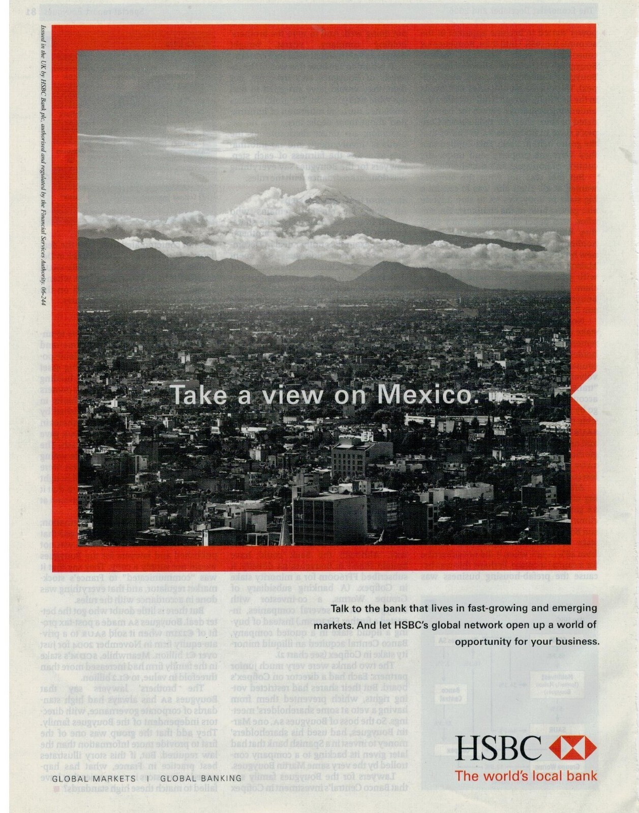 PUBBLICITA' ORIGINALE VINTAGE DEL 2006-HSBC THE WORLD'S LOCAL BANK ...