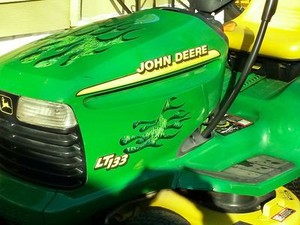 Flame decals Sunken LAWN for John Deere riding lawn mower 3pc set ...