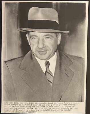 1954 Photo-Frank Costello Head Of Luciano Crime Family Convicted Of Tax ...
