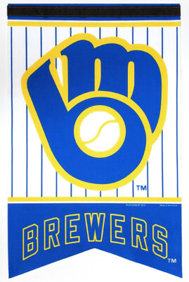 MILWAUKEE BREWERS Retro Glove Logo Official MLB Premium Felt 17x26 Wall ...