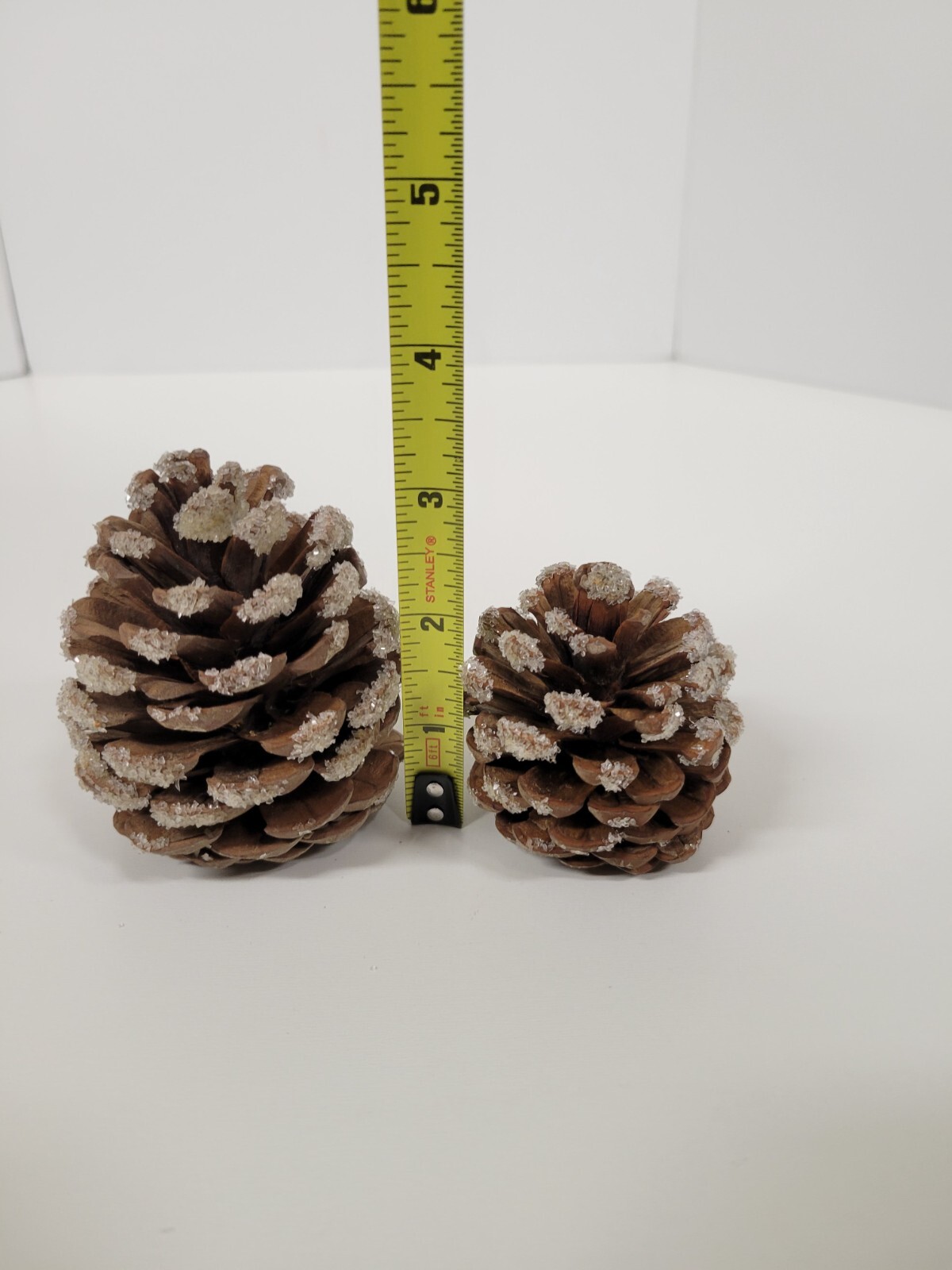 2 Decorative Pinecones w/Fake Snow for Crafts or Decor 3.25" & 2.5" | eBay