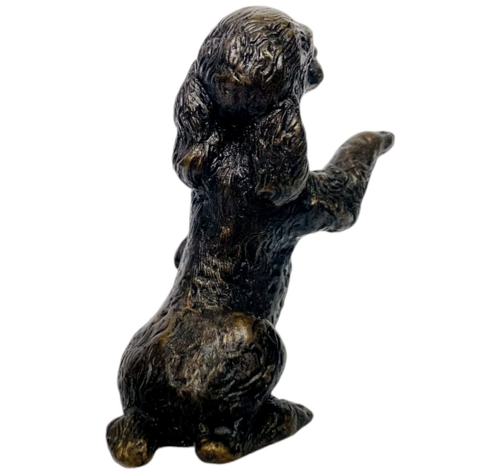 Sitting Cocker Spaniel One Paw up Dog Small Bronze Metal Figure ...