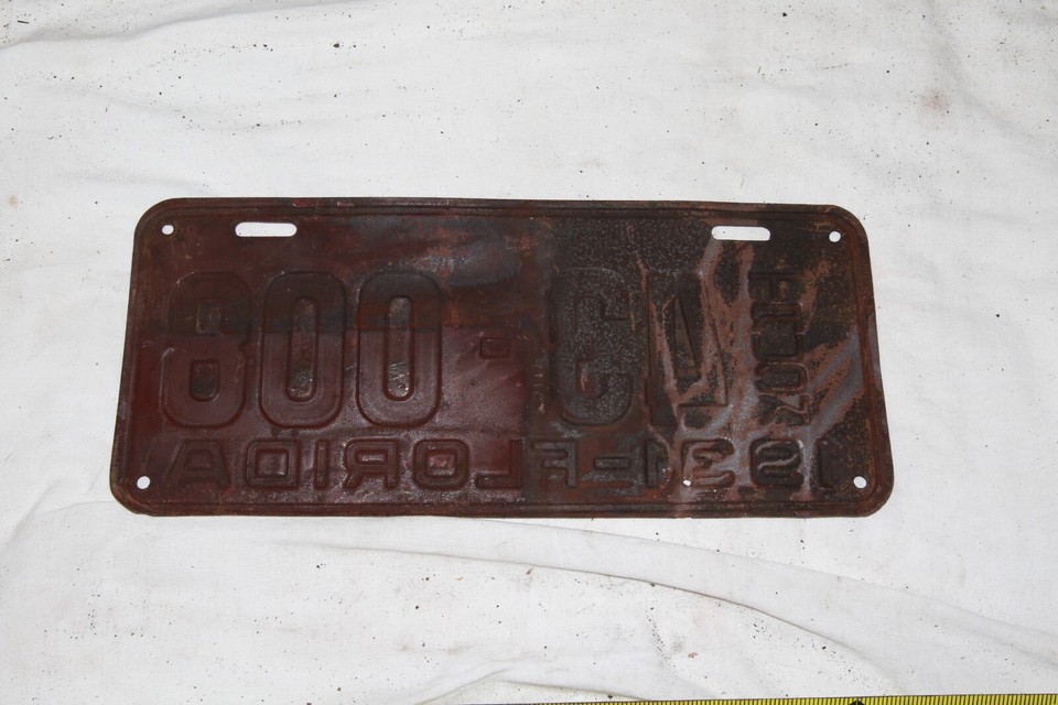 1931 Florida Truck License Plate No 43-008 RARE Lowrider Hot rod rat ...