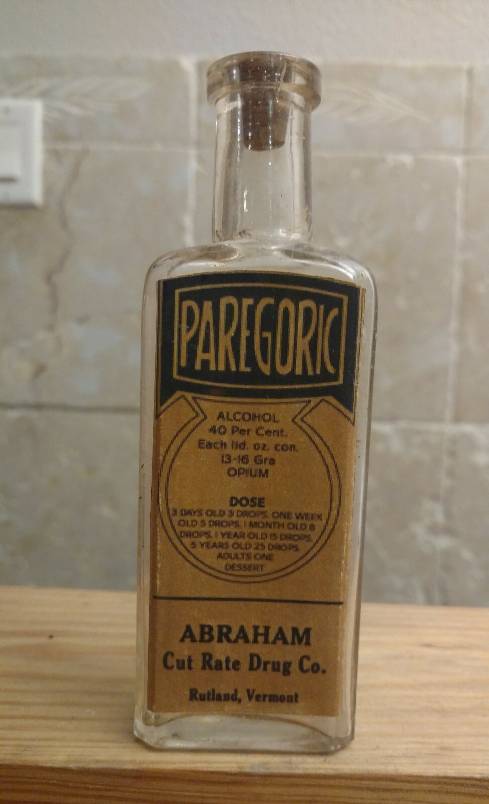 Vintage Medicine Hand Crafted Bottle, Paregoric w/Opium, Abraham (EMPTY ...