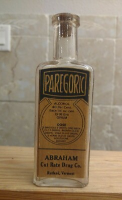 Vintage Medicine Hand Crafted Bottle, Paregoric w/Opium, Abraham (EMPTY ...