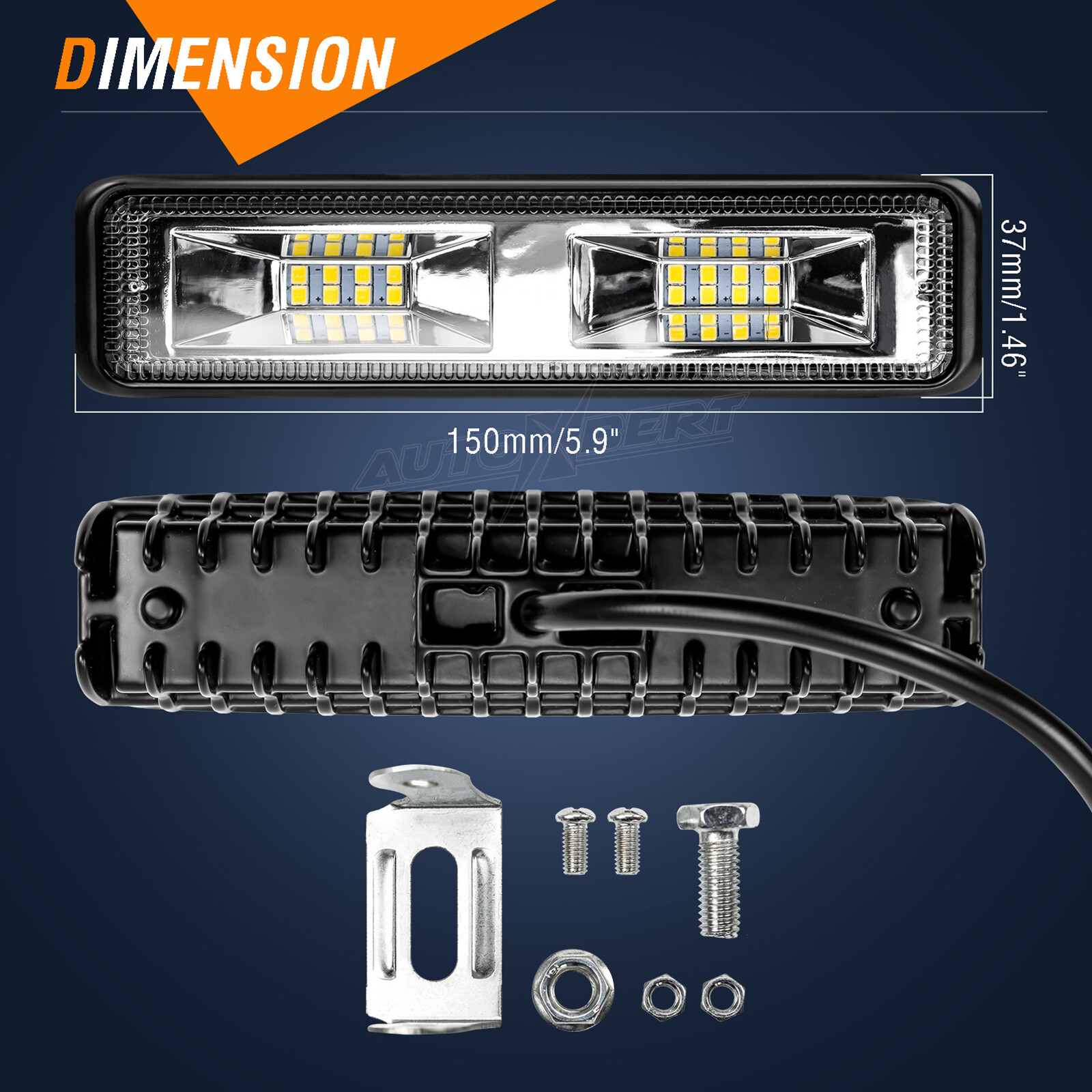 2x 6" inch Work Lights CREE Spot Flood LED Bar 4WD 12V- 24V Reverse ...