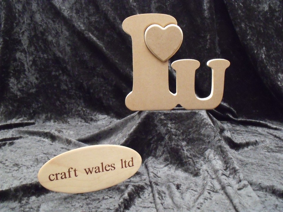 Freestanding Wooden I Love you 18mm MDF Decoration Unpainted Valentine ...