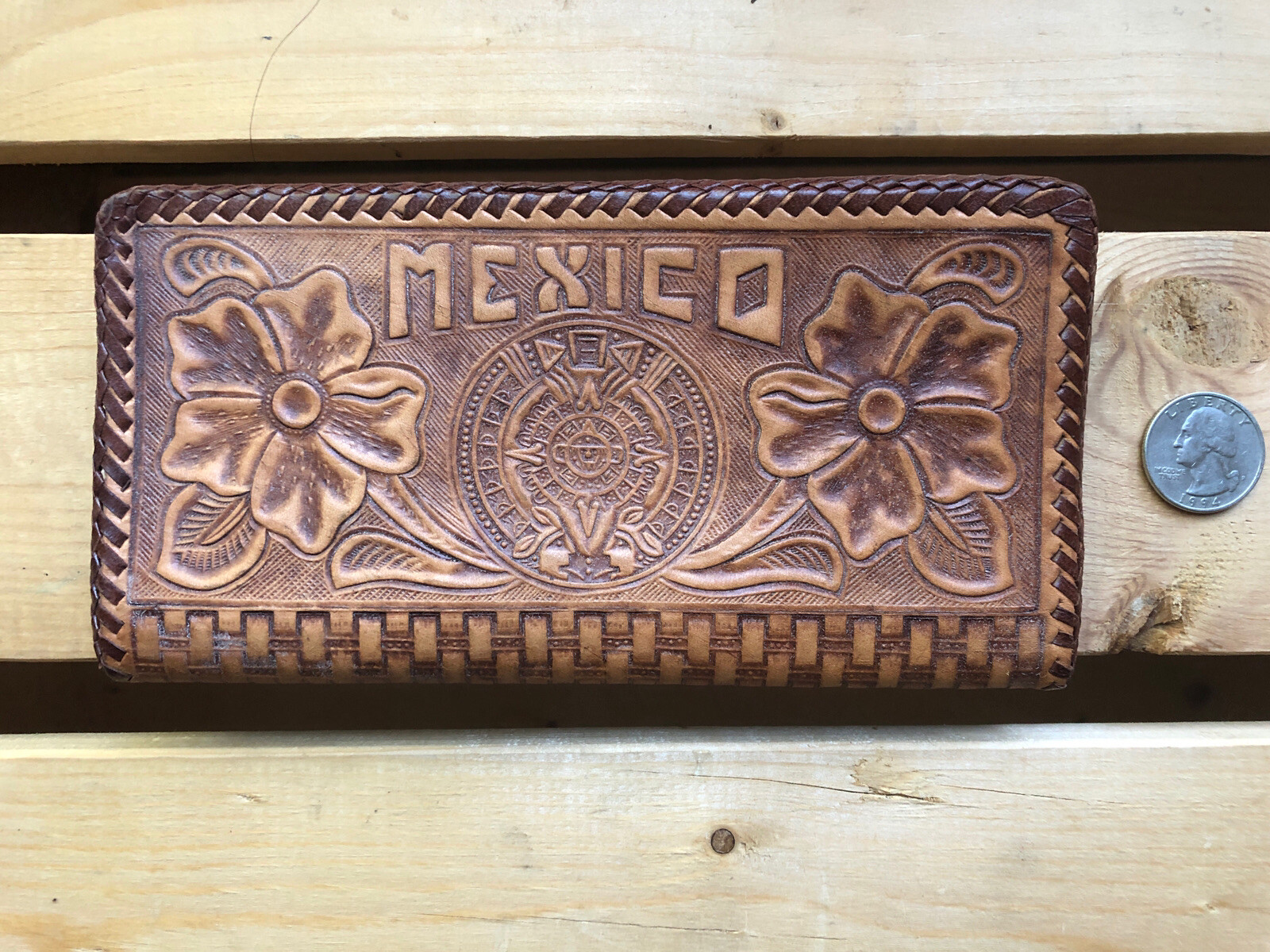 Vtg Tooled Leather Women’s Wallet Lettering And Deer … - Gem